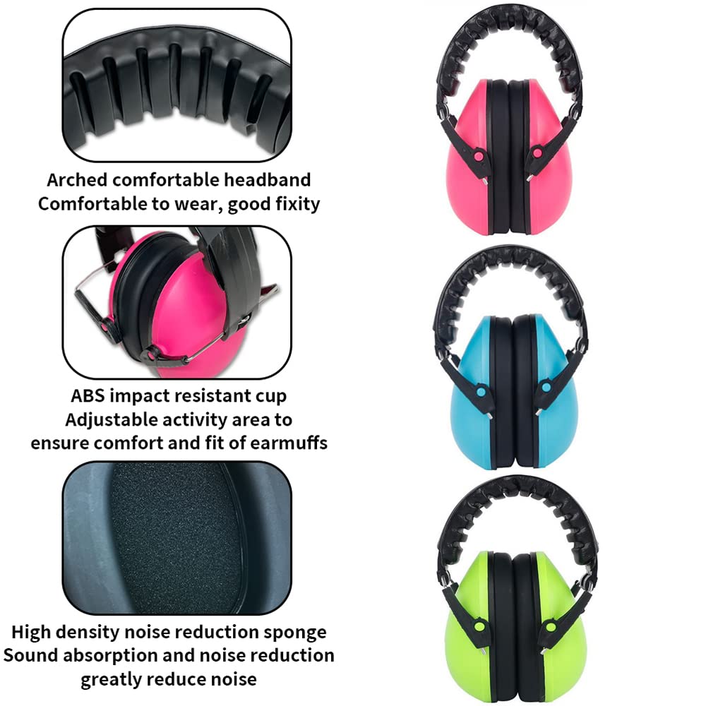 YIYIWANG Kids Ear Defender Noise Cancelling Headphones Reduction Earmuffs Adjustable Headband Hearing Protection (Pink)