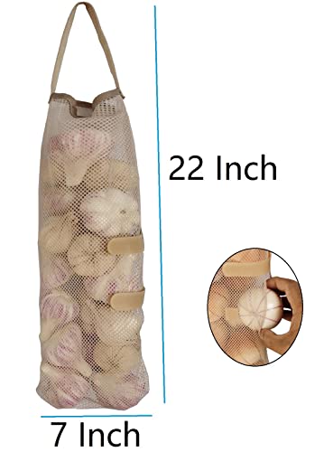Hanging Mesh Bags Storage Potatoes Onion Garlic Net Bags Long and Large Net Produce Bags Fruit Veggies Green Pepper or Garbage Bag