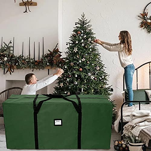 AerWo Christmas Tree Storage Bag, Extra Large Christmas Storage Containers Fits Up to 9ft Artificial Tree, Heavy-Duty Waterproof 600D Oxford Xmas Holiday Tree Bag with Card Slot(65β X 31β X 15β, Green)