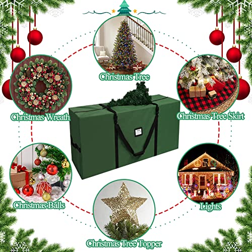 AerWo Christmas Tree Storage Bag, Extra Large Christmas Storage Containers Fits Up to 9ft Artificial Tree, Heavy-Duty Waterproof 600D Oxford Xmas Holiday Tree Bag with Card Slot(65β X 31β X 15β, Green)