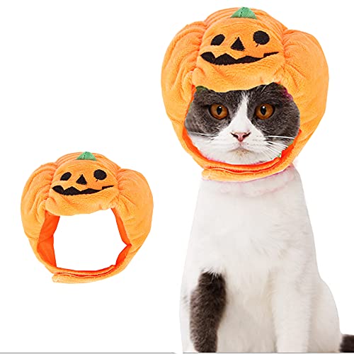ANIAC Dog Halloween Hat Kitten Pumpkin Cap Puppy Party Cosplay Trick Costume Pet Cute Headgear Festival Head Accessory for Cat and Small Dogs (Small)
