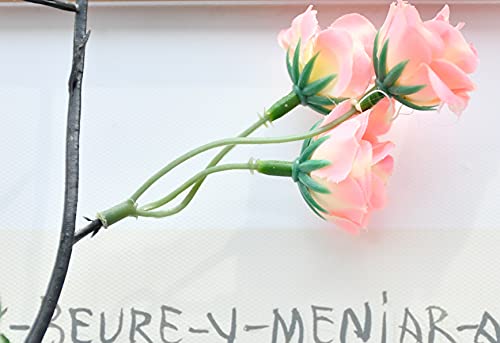 Mandy's 2pcs Pink Silk Rose Vine Garland Artificial Flowers with 69 Heads for Home Wedding Arch Floral Decorations