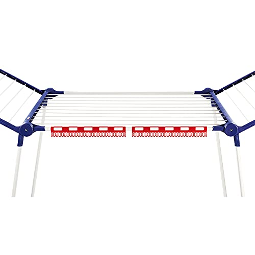 Leifheit Pegasus 180 Gullwing Drying Rack with 19.7 Yards of Hanging Space, White and Blue