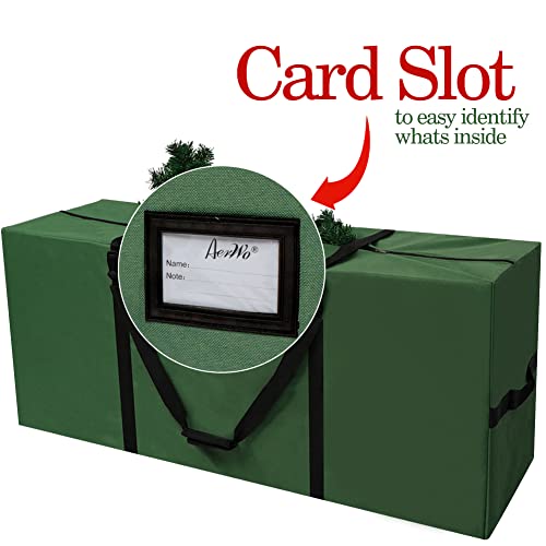 AerWo Christmas Tree Storage Bag, Extra Large Christmas Storage Containers Fits Up to 9ft Artificial Tree, Heavy-Duty Waterproof 600D Oxford Xmas Holiday Tree Bag with Card Slot(65β X 31β X 15β, Green)