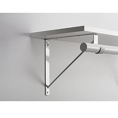 Eau 4 Packs of White Heavy Duty Closet Shelf and Rod Bracket, Closet Shelf Bracket with Rod Support Great for Both Shelf Storage and Closet Rod