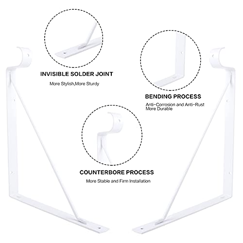 Eau 4 Packs of White Heavy Duty Closet Shelf and Rod Bracket, Closet Shelf Bracket with Rod Support Great for Both Shelf Storage and Closet Rod