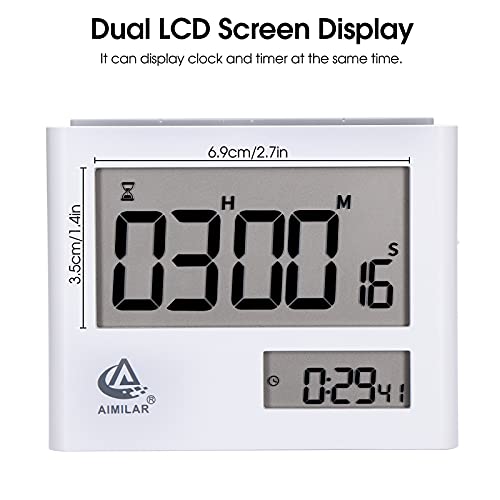 A AIMILAR Dual Screen Pomodoro Timer Clock - Digital Countdown Kitchen Interval Timer with Alarm Clock Pomodoro 25, 5 Minute Adjustable Productivity Timer for Cooking, Classroom, Kids, Fitness