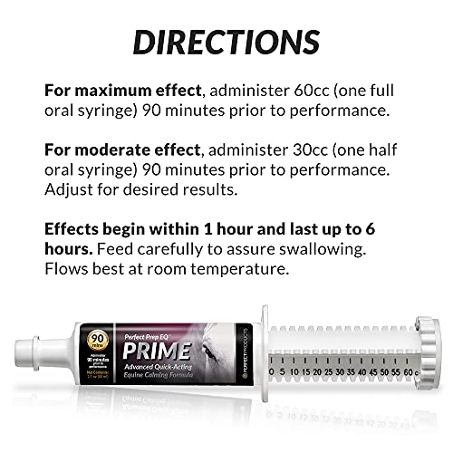 Perfect Prep EQ Prime Horse Calming Paste, Show Safe, Works Within 90 Mins and Lasts 6+ Hours, 60cc