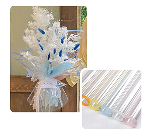 Color Border Transparent Red Flower Wrapping Paper Waterproof Waterproof Cellophane Gift Packaging Florist Bouquet Material 20 Sheets 22.8in x 22.8in