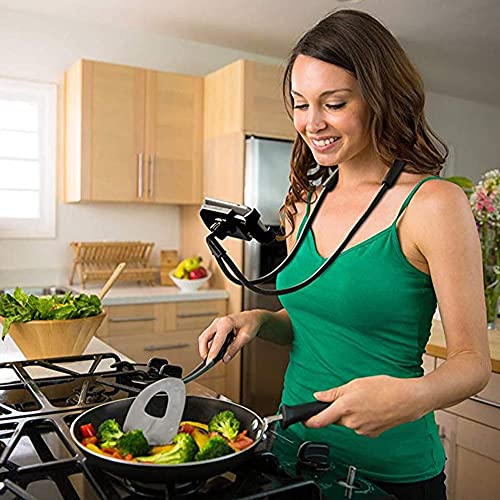 Universal Smart Mobile Phone Stand,Hanging on Neck Cell Phone Mount Holder, Lazy Cell Phone Holder (Black)