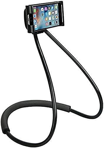 Universal Smart Mobile Phone Stand,Hanging on Neck Cell Phone Mount Holder, Lazy Cell Phone Holder (Black)