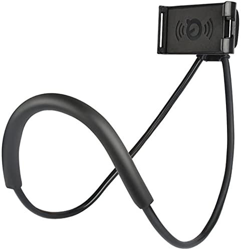 Universal Smart Mobile Phone Stand,Hanging on Neck Cell Phone Mount Holder, Lazy Cell Phone Holder (Black)