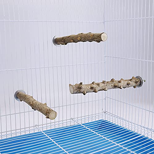 Mogoko Natural Wood Bird Perch Stand, Hanging Multi Branch Perch for Parrots, Parakeets Cockatiels, Conures, Macaws, Love Birds, Finches (Style 4)