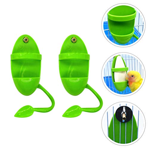 POPETPOP Bird Feeding Cup, Cuttlebone Holder Bird Cage Bowl Stand Food Holder for Budgies Parakeet Cockatiel Conure Lovebird 2Pcs