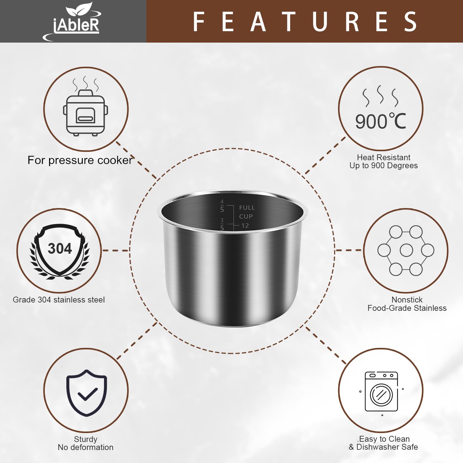 Original Inner Pot for Crock Pot 8 Quart - Stainless Steel Replacement Pot for Crock-Pot 8 Qt Multi-Cooker Crockpot XL Pressure Cooker Accessories Parts