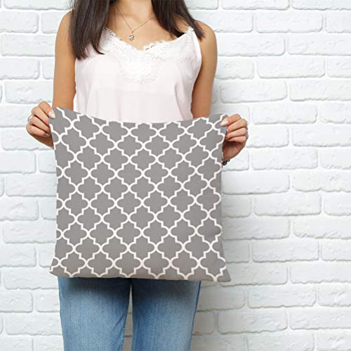 CHARMHOME Square Cushion Cases Pillowcase Covers Gray Morocco Pattern Throw Pillow Covers 16x16 inch for Home Sofa Couch Bed Decoration