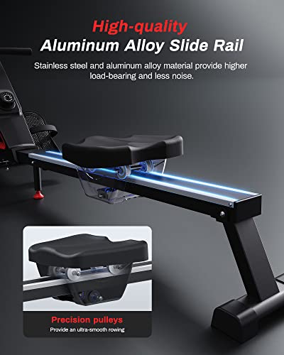 Magnetic Rowing Machine, UTRYUP Bluetooth Rower Machine for Home, Upgrade Resistance Strength with 16 Levels, Custom Widened Foot Pedals, 350 Lbs Weight Capacity