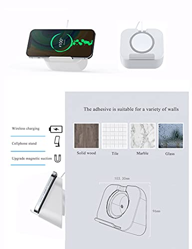 Phone Wall Mount for Magsafe Charger Bedside Phone Holder Compatible with Magsafe Accessories Fit for iPhone 12/12 Pro/ 13 Pro Max(Charger Not Included) (White)