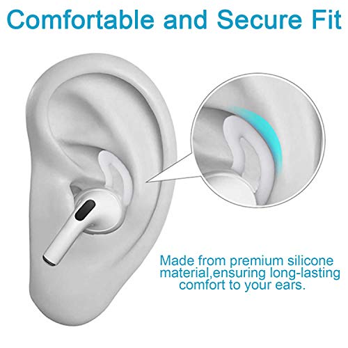 Ear Covers and Hooks Accessories Compatible with Apple AirPods Pro, 4 Pairs Professional Anti-Slip Silicone Earbuds Tips Hook Compatible with Apple Airpods Pro (2 White+2 Black)