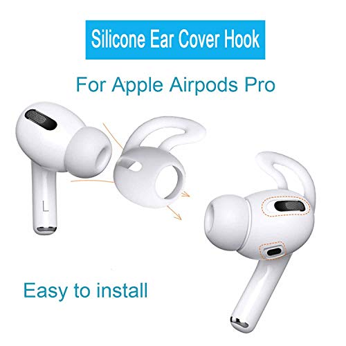 Ear Covers and Hooks Accessories Compatible with Apple AirPods Pro, 4 Pairs Professional Anti-Slip Silicone Earbuds Tips Hook Compatible with Apple Airpods Pro (2 White+2 Black)