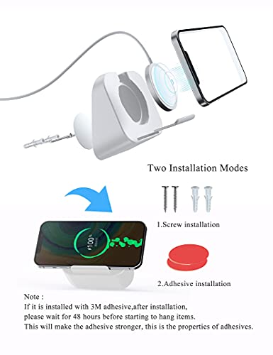 Phone Wall Mount for Magsafe Charger Bedside Phone Holder Compatible with Magsafe Accessories Fit for iPhone 12/12 Pro/ 13 Pro Max(Charger Not Included) (White)