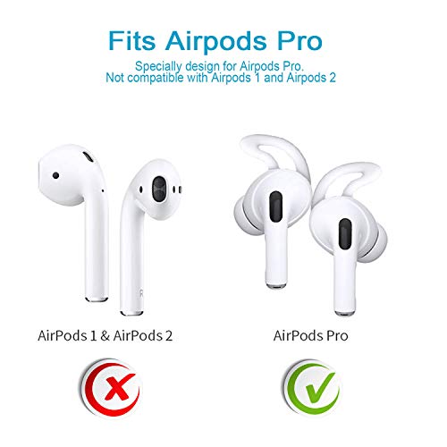 Ear Covers and Hooks Accessories Compatible with Apple AirPods Pro, 4 Pairs Professional Anti-Slip Silicone Earbuds Tips Hook Compatible with Apple Airpods Pro (2 White+2 Black)
