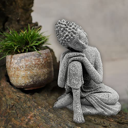 Together-life Buddha Fish Aquarium Decoration, Meditating Buddha Fish Tank Decor Sitting Sandstone Buddha Statue Buddhist Meditation Ornament Decor for Fish Tank Aquarium Home Garden Decor
