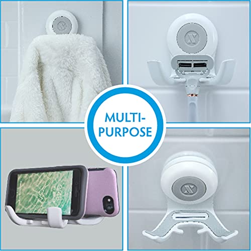 SlipX Solutions On The Dot Power Lock Suction Cup Hook, Razor Holder & Phone Cradle (Perfect for Shower & Mirror, Holds 11 lbs)