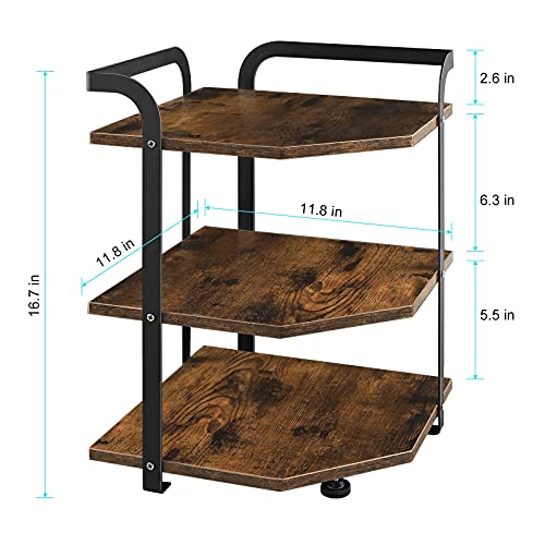 BTY 3-Tier Kitchen Corner Organizer Shelf Multifunction Standing Countertop Storage Rack Bathroom Corner Organizer for Spice Can Sauce Jars Dishes Plates Cosmetics(Black)