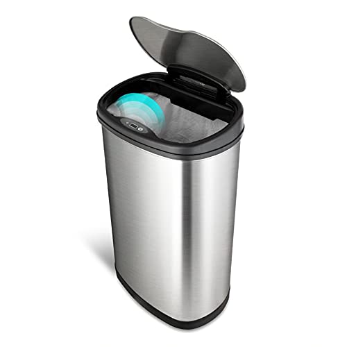 NINESTARS DZT-50-22, 13.2 GALLONS / 50 LTRS, Stainless Steel, Motion Sensor Trash CAN