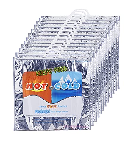 Pack of 12 Hot and Cold Insulated Bags- Food Storage for Frozen & Hot Items- Reusable Lunch Bags & Grocery Shopping Bags, Heavy Duty Refrigerated Totes, (20"x5.5"x19")
