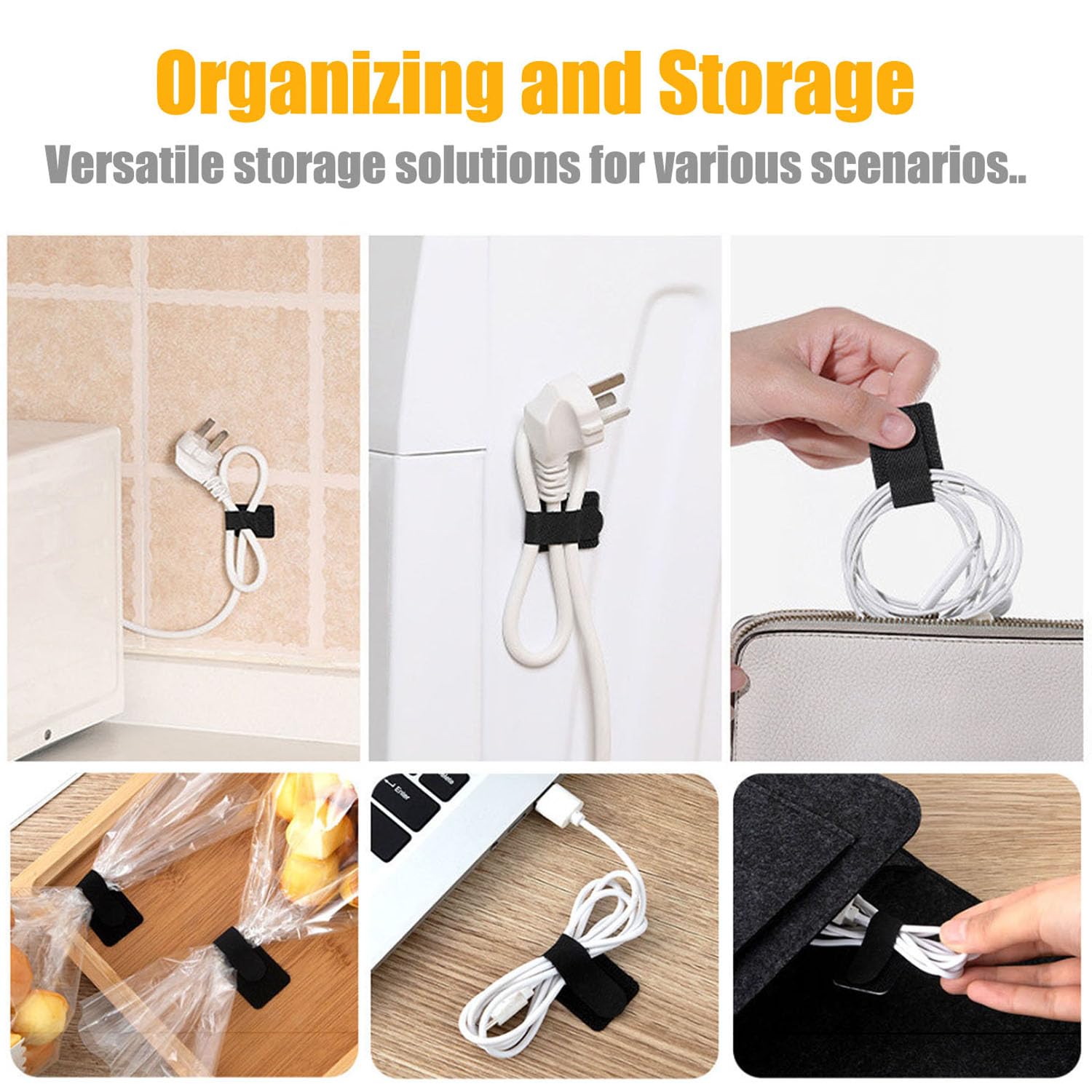 20 PCS Cord Organizer for Appliances, Cable Organizer Cord Holder for Small Kitchen Appliances, Kitchenaid Stand Mixer Air Fryer Coffee Maker Pressure Cooker (Black)