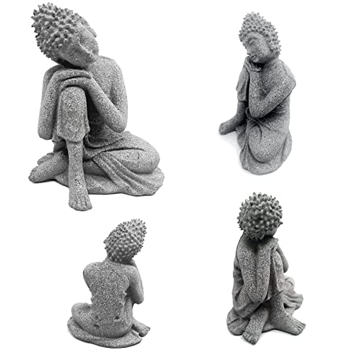 Together-life Buddha Fish Aquarium Decoration, Meditating Buddha Fish Tank Decor Sitting Sandstone Buddha Statue Buddhist Meditation Ornament Decor for Fish Tank Aquarium Home Garden Decor