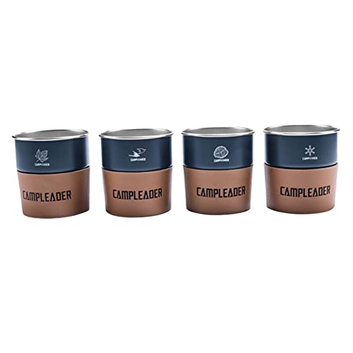 shamjina 4x Stainless Steel Cup with Sleeve Water Tumblers Coffee Mugs Reusable Drinking Glasses Shatterproof Cup for Tea Picnic Home Drinks Travel, Deep Blue