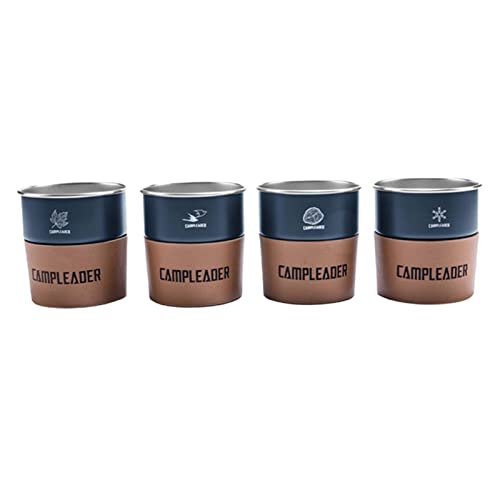 shamjina 4x Stainless Steel Cup with Sleeve Water Tumblers Coffee Mugs Reusable Drinking Glasses Shatterproof Cup for Tea Picnic Home Drinks Travel, Deep Blue