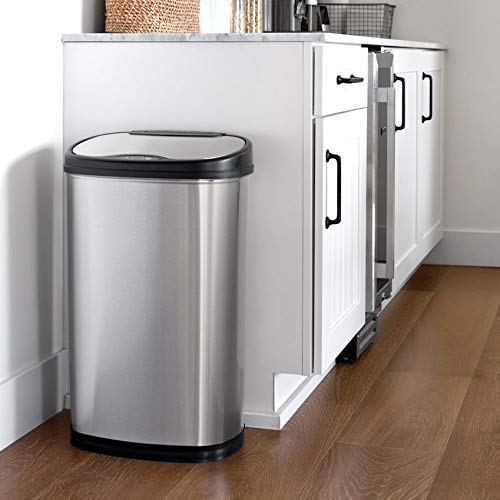 NINESTARS DZT-50-22, 13.2 GALLONS / 50 LTRS, Stainless Steel, Motion Sensor Trash CAN