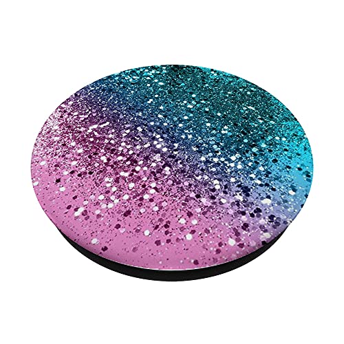 Cute Glam Aqua Blue Pink-Glitter Design PopSockets Swappable PopGrip