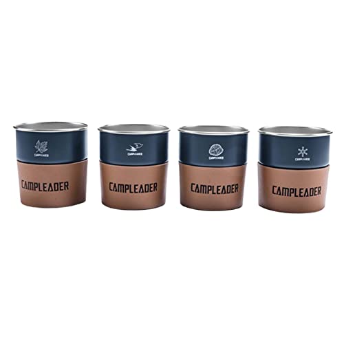 shamjina 4x Stainless Steel Cup with Sleeve Water Tumblers Coffee Mugs Reusable Drinking Glasses Shatterproof Cup for Tea Picnic Home Drinks Travel, Deep Blue
