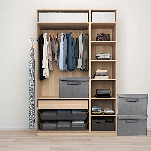Storage Bins, Foldable Storage Cubes with Lids and Handles, Large Fabric Storage Baskets with Doule Doors Design for Clothes, Toys, Books, Closet, and Shelves etc. Storage Dark Grey (2-Pack 15.4" x 10.2" x 10.2")