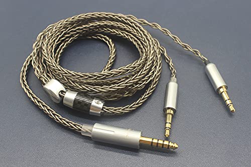 Youkamoo 4.4mm Cable Compatible for Hifiman HE4XX, HE-400i Headphones 8 Core Braided Silver Plated Replacement Audio Upgrade Cable (4.4mm to Dual 3.5mm Male Version)