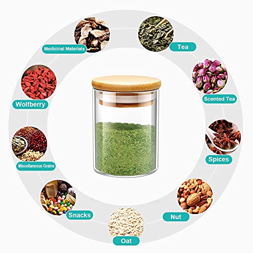 Nialnant 12 Pcs Glass Spice Jars with Bamboo Lids, 6oz Small Glass Jars with Labels & Pen, Glass Storage Jars for Kitchen Tea Coffee Sugar Nuts