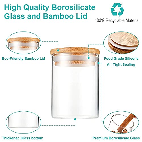 Nialnant 12 Pcs Glass Spice Jars with Bamboo Lids, 6oz Small Glass Jars with Labels & Pen, Glass Storage Jars for Kitchen Tea Coffee Sugar Nuts
