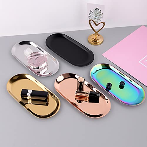 1 Pcs 9 Inch x 3.8 Inch Trinket Tray, Silver Stainless Steel, for Serving Trays Towel Storage Dish Plate Tea Fruit Trays Cosmetics Jewelry Plate Decorative Storage Tray