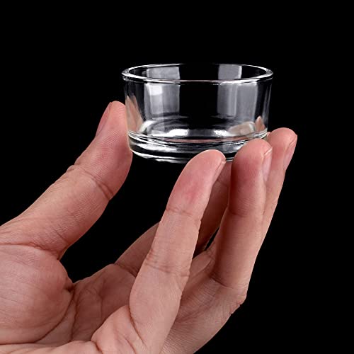 WEAVERBIRD 6Pcs Glass Reptile Feeder Food Bowl,Food Basin Tray Container Water Dish Cup, Reptile Terrarium Water Bowl,Round Water Dish Cup for Small Pet Lizard Turtle Spider Scorpion Frog Cricket