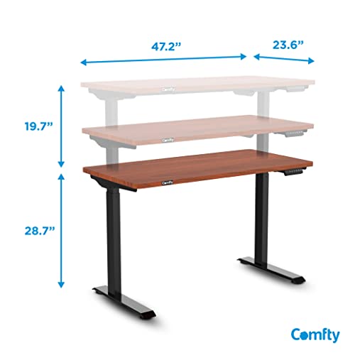Comfty Home/Office Height Adjustable Table, 28.7β to 48.4β, Mahogany/Black