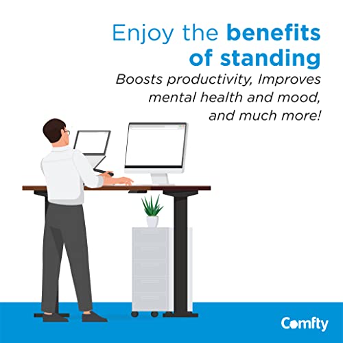 Comfty Home/Office Height Adjustable Table, 28.7β to 48.4β, Mahogany/Black
