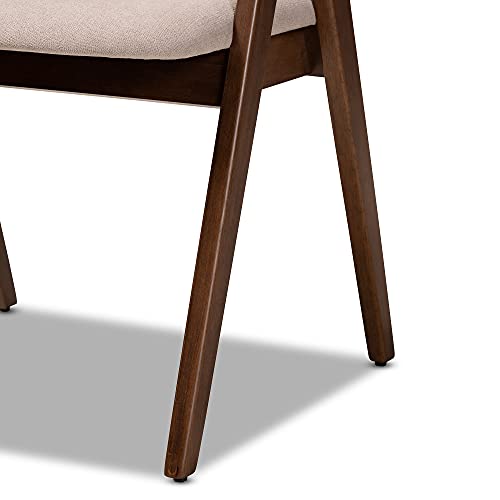 Baxton Studio Danton Dining Chair Beige Fabric Upholstered and Walnut Brown Finished Wood 2-Piece Dining Chair Set