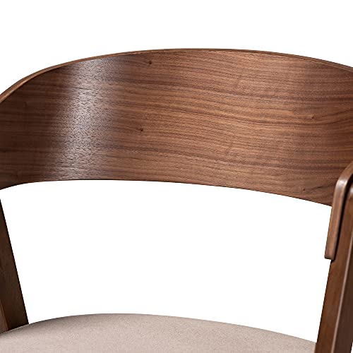 Baxton Studio Danton Dining Chair Beige Fabric Upholstered and Walnut Brown Finished Wood 2-Piece Dining Chair Set