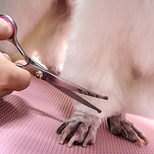 FAIGEO Dog Grooming Scissors Kit with Safety Round Tips Stainless Steel Professional Dog Grooming Shears Set - Thinning, Curved Scissors and Comb for Dog Cat Pet