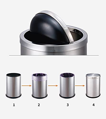 4 Gallon Black Stainless Steel Bathroom Trash can Garbage can Wastebasket Bin with Lids for Kitchen Bedroom Living Room Office(Black)